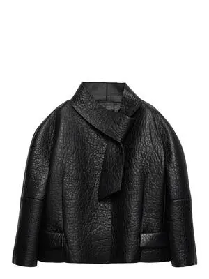Prada Bonded Nappa Leather Kimono Jacket - Black