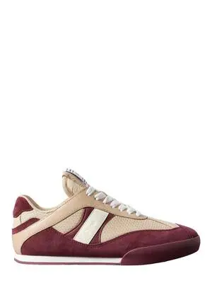 Chloé Kick Leather And Suede-trimmed Mesh Sneakers - Neutrals