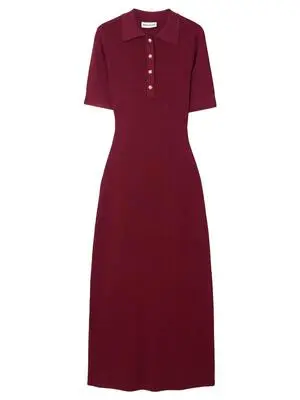 Rebecca Vallance Reagan Ribbed Jersey Midi Dress - Burgundy