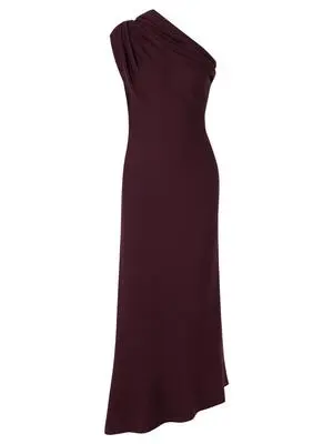 Khaite Coast One-shoulder Wool-blend Maxi Dress - Burgundy
