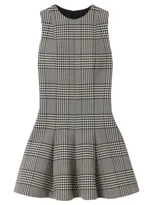 Brandon Maxwell Brandon Maxwell The Sophie Prince Of Wales Checked Wool-Tweed Mini Dress Gray