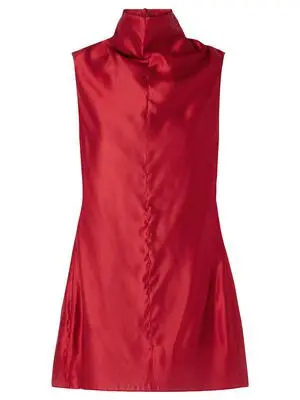 Khaite Daria Satin-crepe Turtleneck Mini Dress - Red
