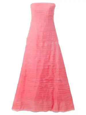 Aje Soundscape Strapless Layered Chiffon Gown - Pink