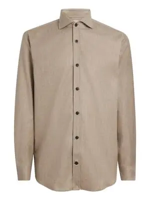 Purdey Virgin Wool-cashmere Flannel Shirt - Beige