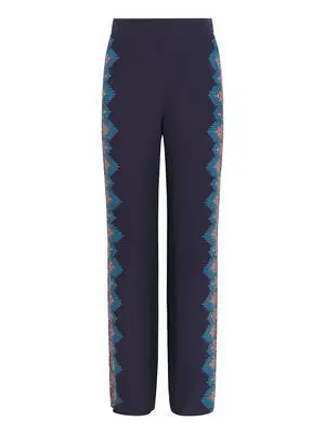 Etro Silk Printed Trousers - Blue