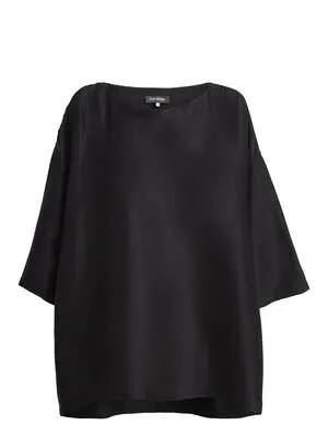 Eskandar Silk Plissé Scoop-neck Top - Black