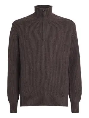 Purdey Wool-cashmere Quarter-zip Clifford Sweater - Black