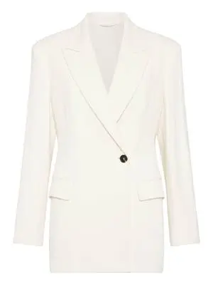 Brunello Cucinelli Comfort Viscose Couture Twill Blazer - White