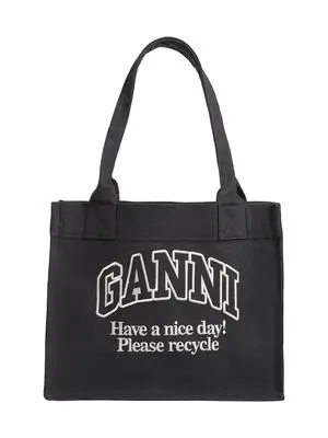 GANNI Large Recycled Cotton Tote Bag - Black