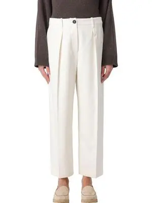 Brunello Cucinelli Flat Front Pleated Trousers - White