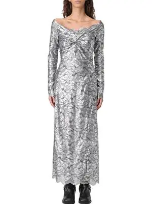 Rabanne Metallic Lace Maxi Dress - Silver