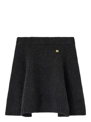 GANNI Knitted Flared Mini Skirt Grey