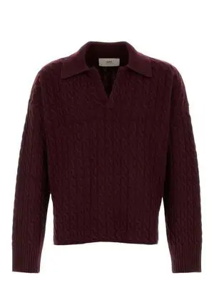 Ami Burgundy Oversized Sweater - Red