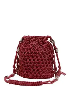 Bimba Y Lola Crochet Bucket Bag With Drawstring - Red