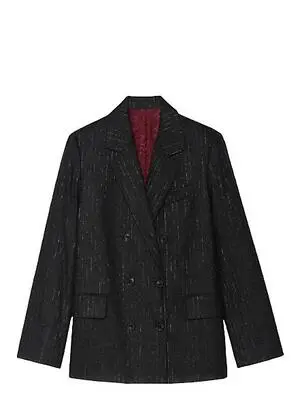 Zadig&Voltaire Vaska Lapel-collar Double-breasted Flannel Blazer - Anthracite