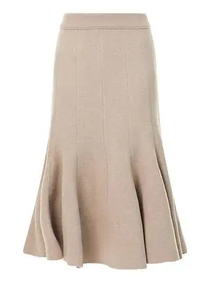 Bottega Veneta High-waist Flared Cashmere-blend Midi Skirt - Beige