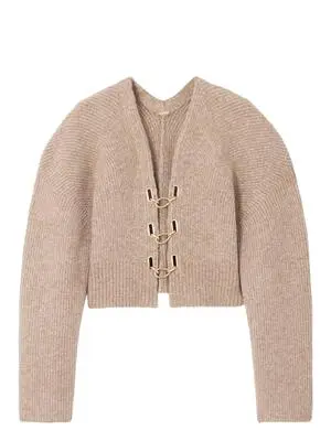 Cult Gaia Mayalu Ribbed-Knit Cardigan Neutrals