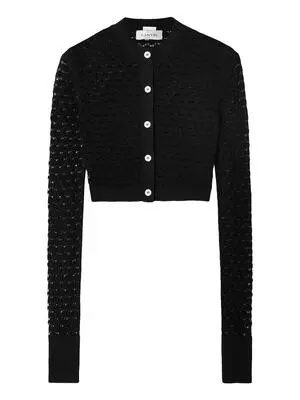 LANVIN Cropped Open-knit Cardigan - Black