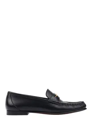 Chloé Chloé Grained Buffalo Leather Loafers With Gold-Tone Chain Detail Eggshell