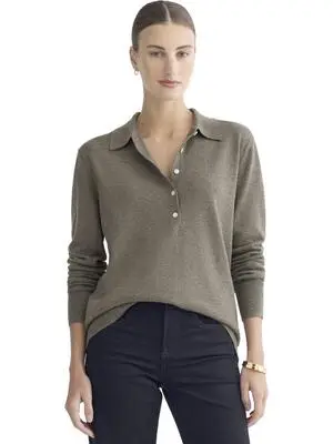 Everlane Oversized Polo Sweater - Heather Ash Taupe