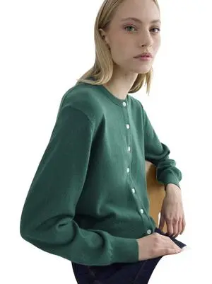 Everlane Cashmere Cropped Cardigan - Hunter Green
