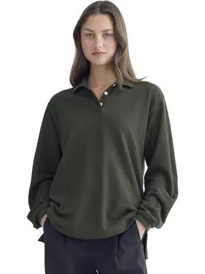 Everlane Oversized Pique Polo T-shirt - Dark Green