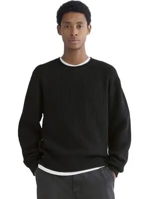 Everlane Waffle Rollneck Crew Neck Sweater - Black