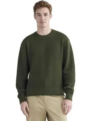 Everlane Waffle Rollneck Crew Neck Sweater - Dark Green