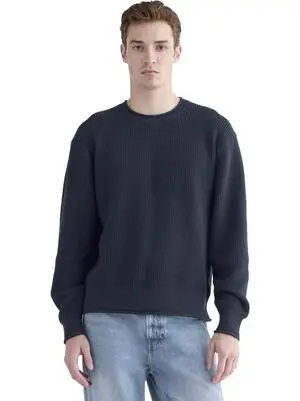 Everlane Waffle Rollneck Crew Neck Sweater - Navy