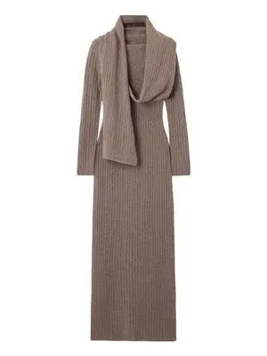Cult Gaia Natacha Cable-knit Wool And Cashmere-blend Dress - Brown