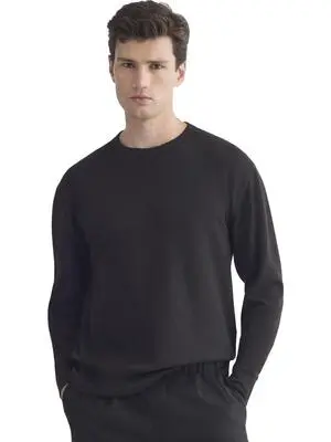 Everlane Cozy Waffle Cotton Crew - Black