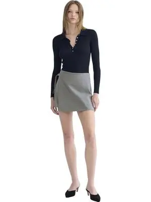 Everlane Tailor Twill Wrap Mini Skort - Heather Graphite