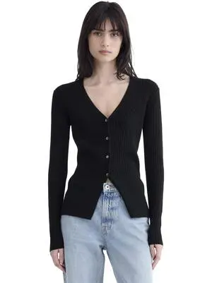 Everlane Cashmere Ribbed V-Neck Cardigan Black