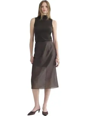 Everlane Cotton-silk Organza Midi Skirt - Dark Chocolate