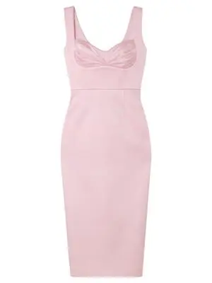 Rebecca Vallance Aymee Gathered Satin-twill Midi Dress - Pink