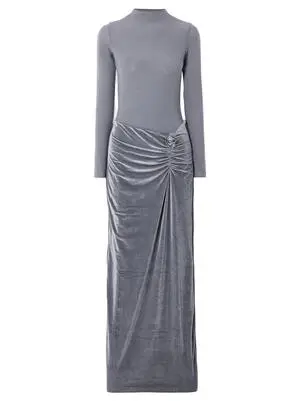 MAYGEL CORONEL Borelli Appliquéd Velvet Maxi Dress - Gray