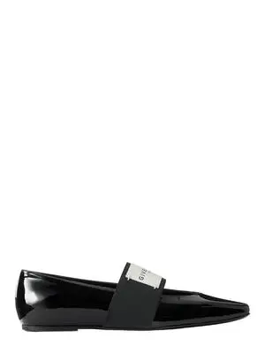 Givenchy Logo Appliquéd Patent-leather Ballet Flats - Black