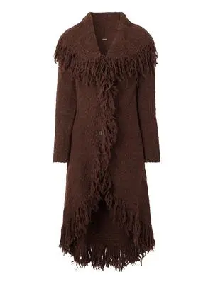 Cult Gaia Victoria Duster Fringed Wool-blend Bouclé Cardigan - Brown