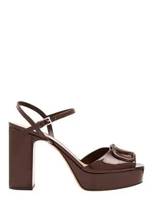 Valentino Garavani Vlogo Platform Sandals - Bark Brown