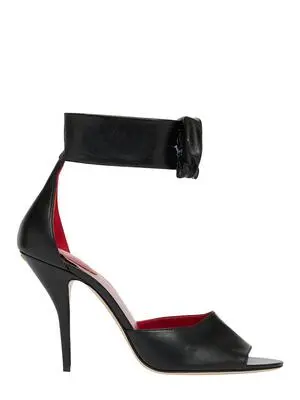 Valentino Garavani Embellished Rose Leather Sandals Nero Multi