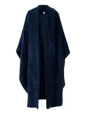 Akris Brushed Cashmere Hooded Cape Coat - Navy
