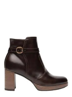 NEROGIARDINI Platform Leather Bootie - Chocolate