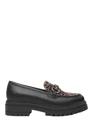NEROGIARDINI Lug Sole Bit Loafer - Black/leopard