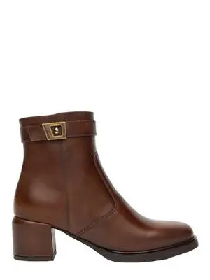 NEROGIARDINI Block Heel Bootie Cognac