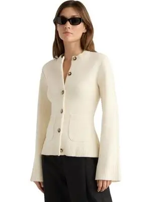Modern Citizen Eames Cotton Wool Button Cardigan Cream