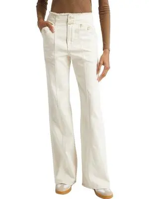 Veronica Beard Crosbie Seamed Wide-leg Jeans - Ecru