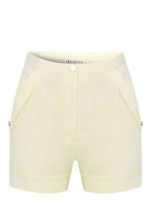 JENDUE Amara Denim Linen Shorts - Yellow