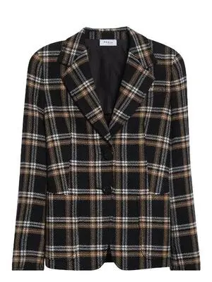 Akris Plaid Wool-blend Jacket - Black-camel-cream