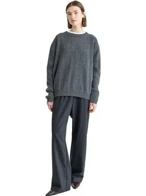 Almina Concept Ribbed Wool Crewneck Sweater - Grey