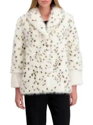 LYLA GRANT Faux Fur Fox And Mink Jacket - White/black Spotted